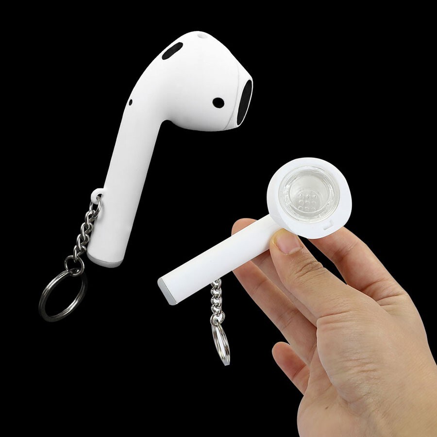 Silicone Smoking Pipe, Creative EarBud AirPod Key-Chain Design, Extra ...