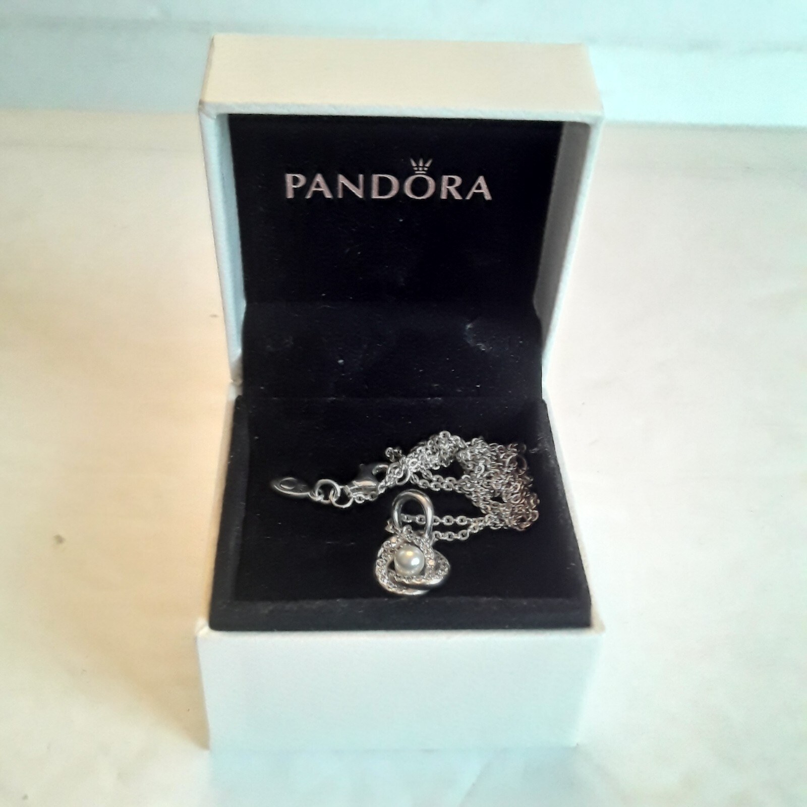 Pandora Signature Pearl & Rhinestones Drop Necklace w… - Gem