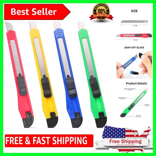 4 Pack Box Cutter Knife, 3-rd Gen Utility Knives, Razor Blade Opener ...