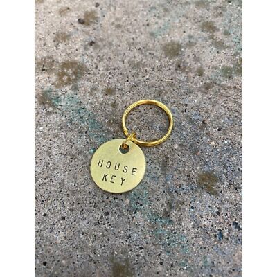 House Key Tag Keychain Gold Colored Brass Metal Label with Large ...