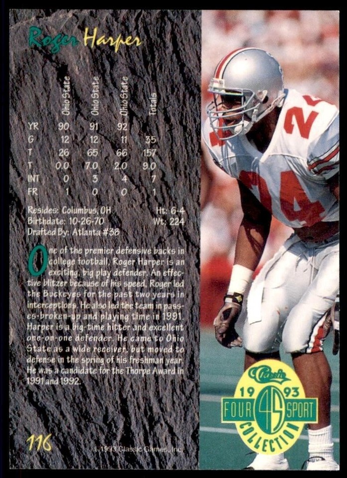 1993 Classic Four Sport #116 Roger Harper | eBay