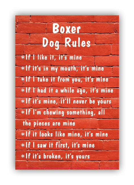 Boxer Dog Rules, Funny Dog Fridge Magnet Pet Animal Lover Novelty Gift ...