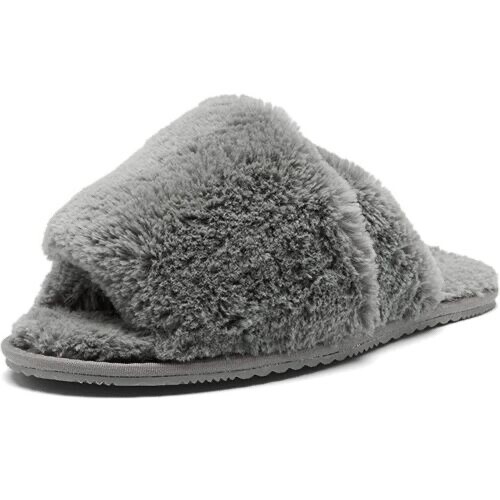 NEW Sorel Go Women's Mail Run Slippers GRAY SLIP ON FAUX FUR SIZE 6 NIB ...