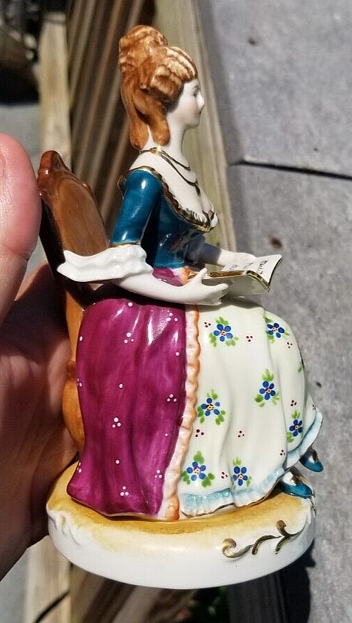 6.5" Vintage MARUYAMA OCCUPIED JAPAN FIGURINE Woman Sitting in CHAIR ...