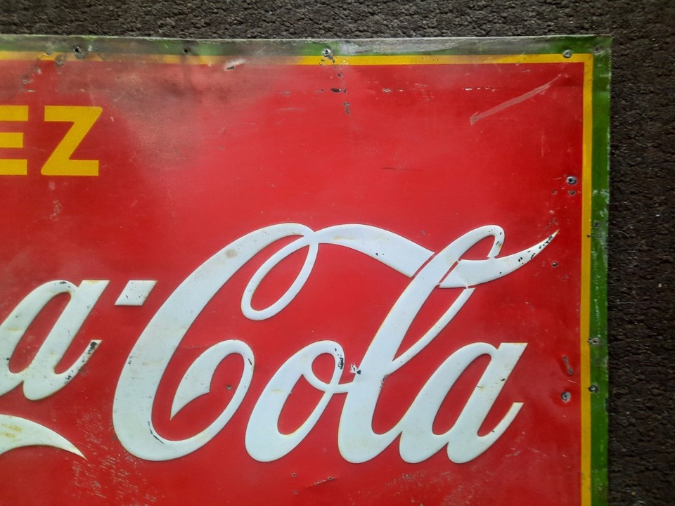 Vintage Coca Cola Buvez Glace RARE French 1946 Coke Original Embossed ...