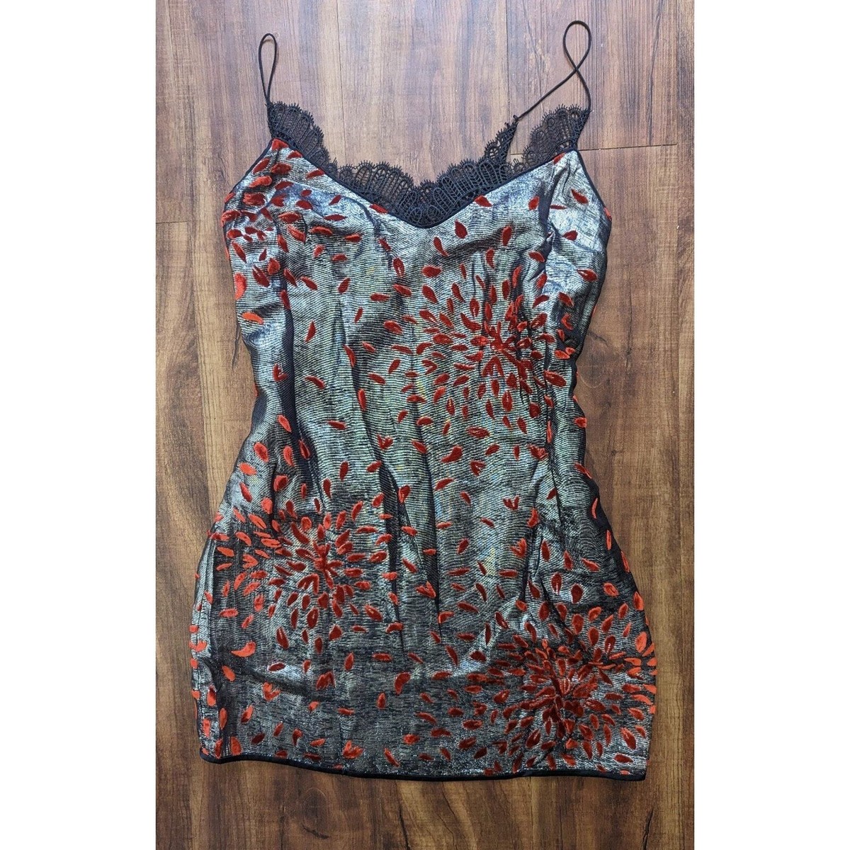 cinq a sept maia metallic lace-combo camisole dress rust | Dresses ...