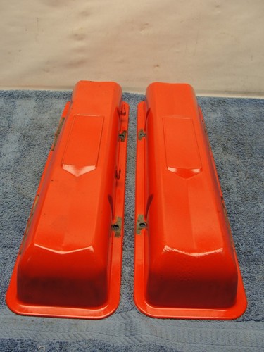 (2) Chevy 327 Valve Cover Set | Orange | Genuine OEM | Small Block ...