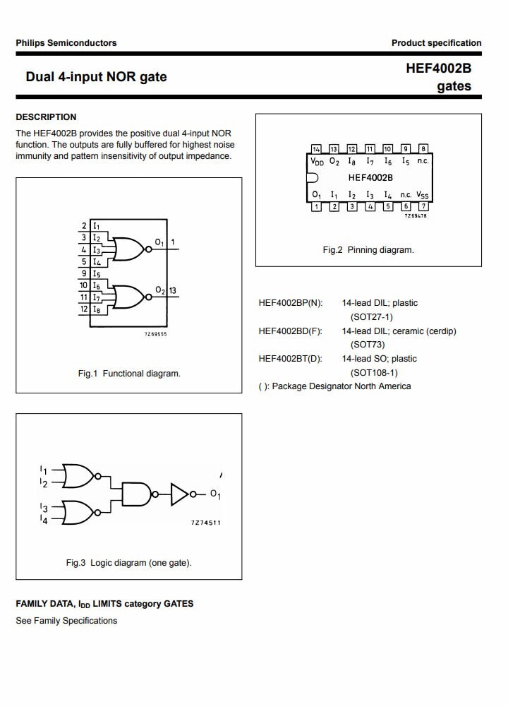 K561LE6 (MN4002B / CD4002AE) Logic Dual 4-Input NOR Gate 4002 IC (2 ...