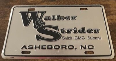 Walker & Strider Buick GMC Dealership Booster License Plate Asheboro NC ...