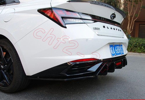 Gloss Black LED Rear Diffuser Bumper Lip Spoiler*3 For Hyundai Elantra ...