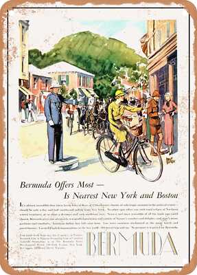METAL SIGN - 1934 Bermuda Offers Most is Nearest New York and Boston ...