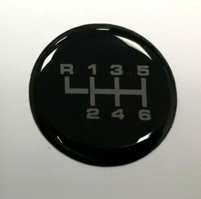 Gear Knob Shift Pattern Sticker 6 Speed - 24mm GREY & BLACK - GLOSS ...