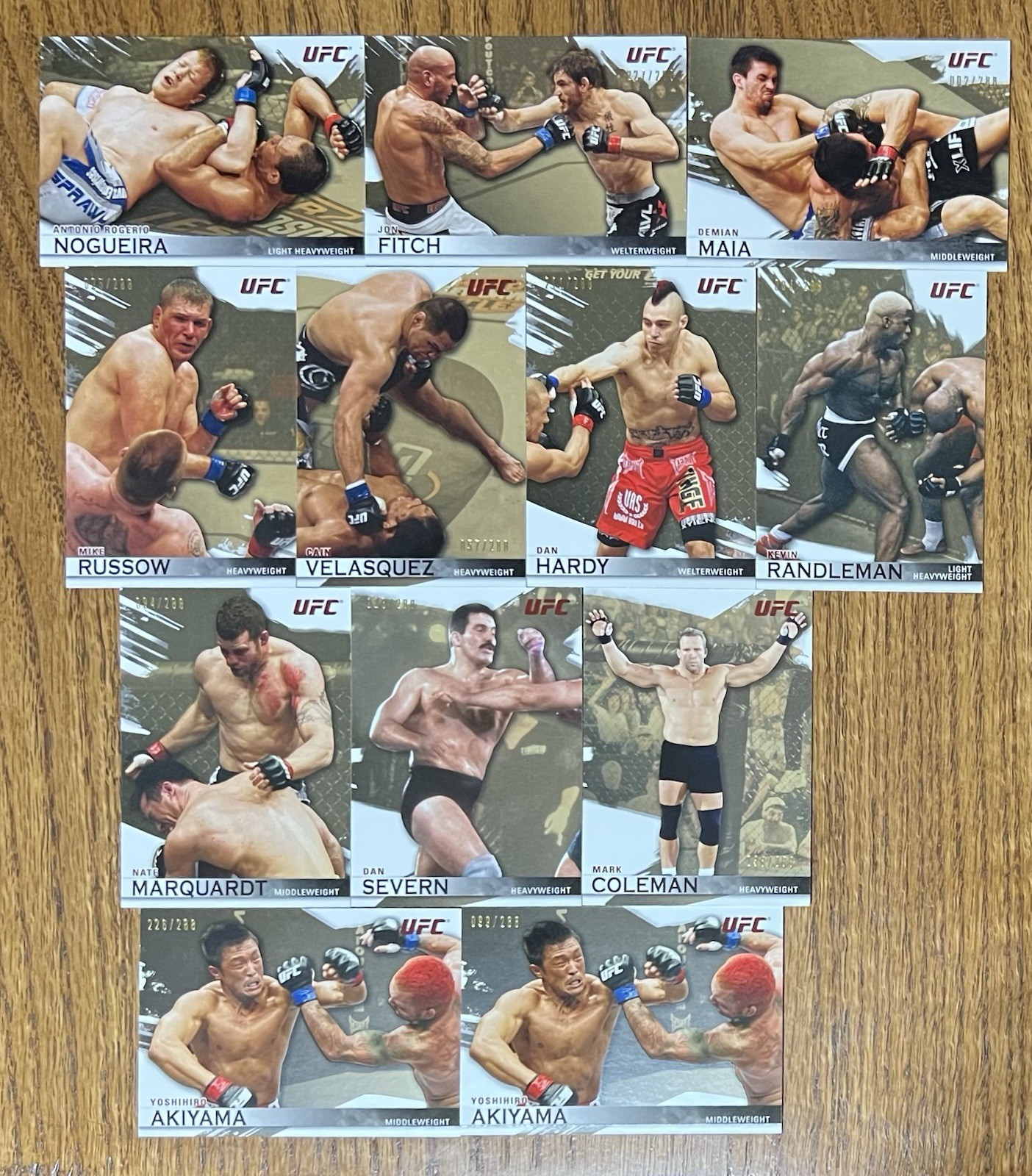 Lot of 12 MMA 2010 Topps GOLD UFC Knockout Cards ALL Serial Numbered ...