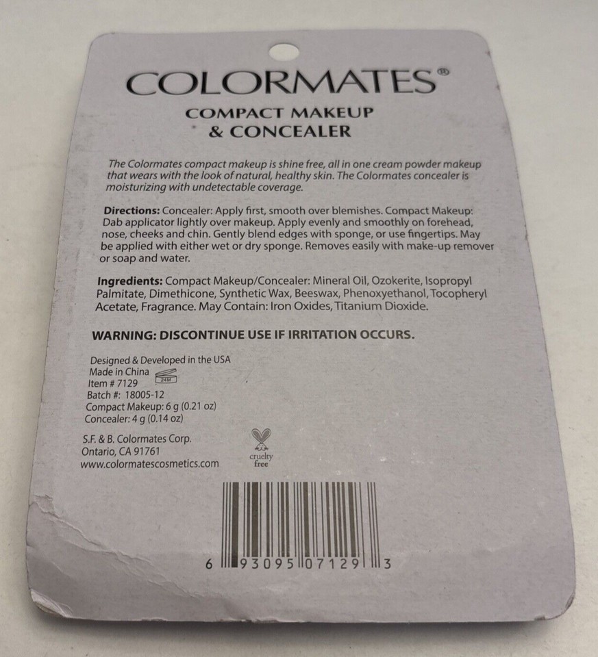 Colormates Light Compact Makeup + Concealer 7129 Medium | eBay