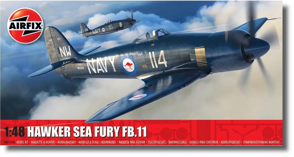 Airfix Model Set - A06105A Hawker Sea Fury FB.II Model Building Kit ...