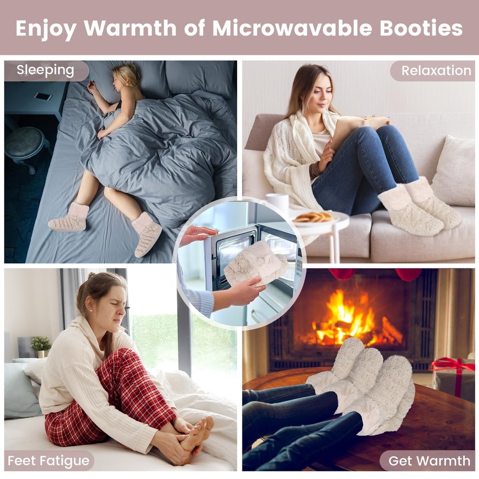 Microwavable Booties for Soothing Aching Feet, Foot Warmer for Bed ...