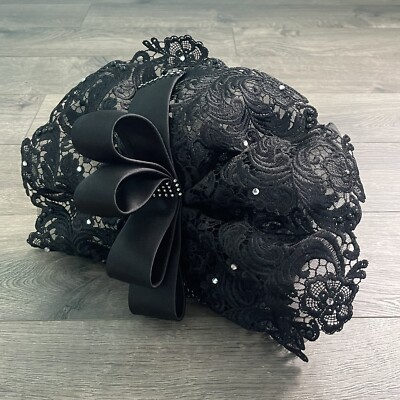 Ms. Divine Black Lace Rhinestone Ribbon Women’s Church Kentucky Derby ...