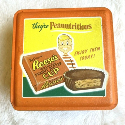Reese's Peanut Butter Cup Metal Tin Can Old Advertising Ad Vintage 1997 ...