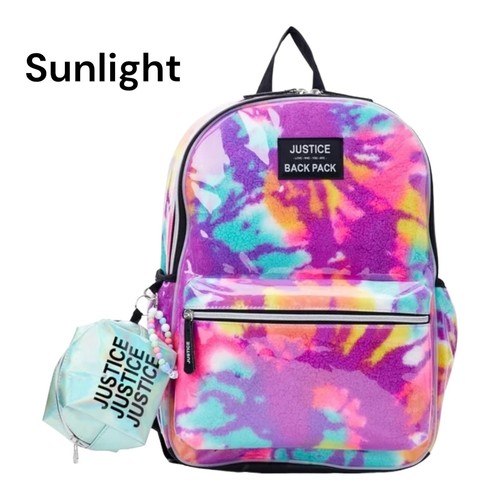 Justice• 3 Piece• 17"• Backpack Set• Tie Dye Sherpa-Vinil • Colorful ...