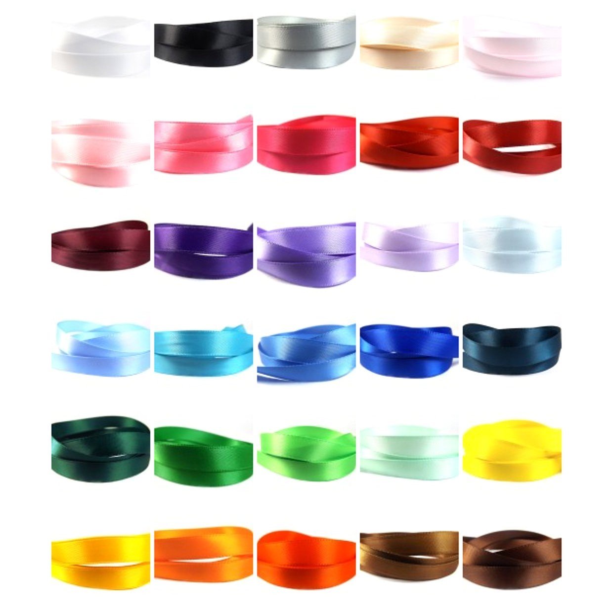 Plain Satin Ribbon Mixed Multipack Polyester - 30 Colours - Widths 3mm ...