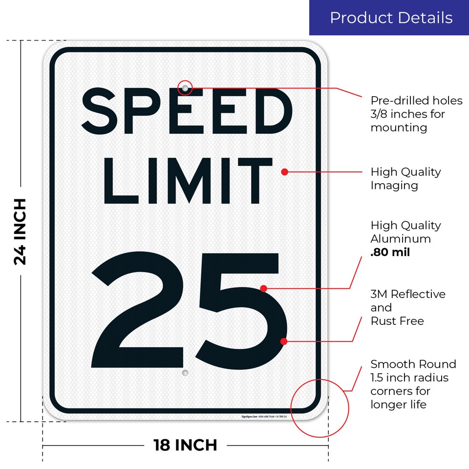 Speed Limit 25 MPH Sign, | eBay