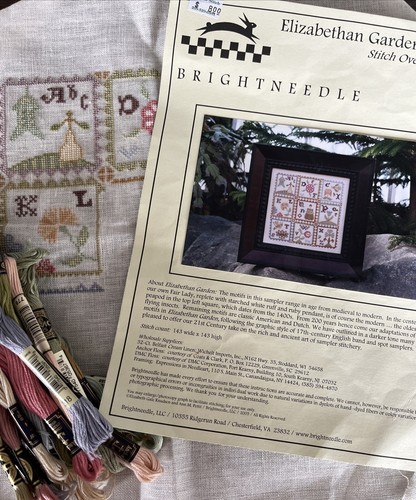 ELIZABETHAN GARDEN SAMPLER-CROSS STITCH WITH LINEN & SOME THREADS ...