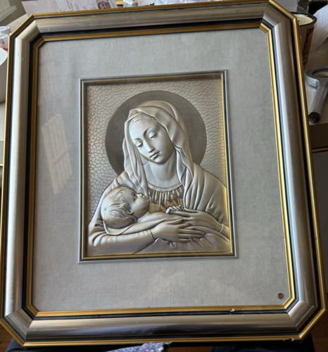 Vintage stunning Madonna & Child sterling silver relief - Zeta Studios ...