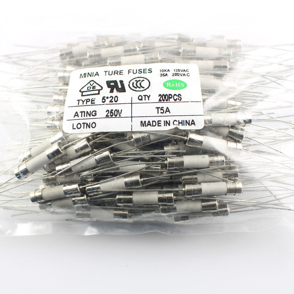 5Pcs Miniature Ceramic Fuse Slow Blow 5x20mm Axial 250V T 5A T5A L | eBay