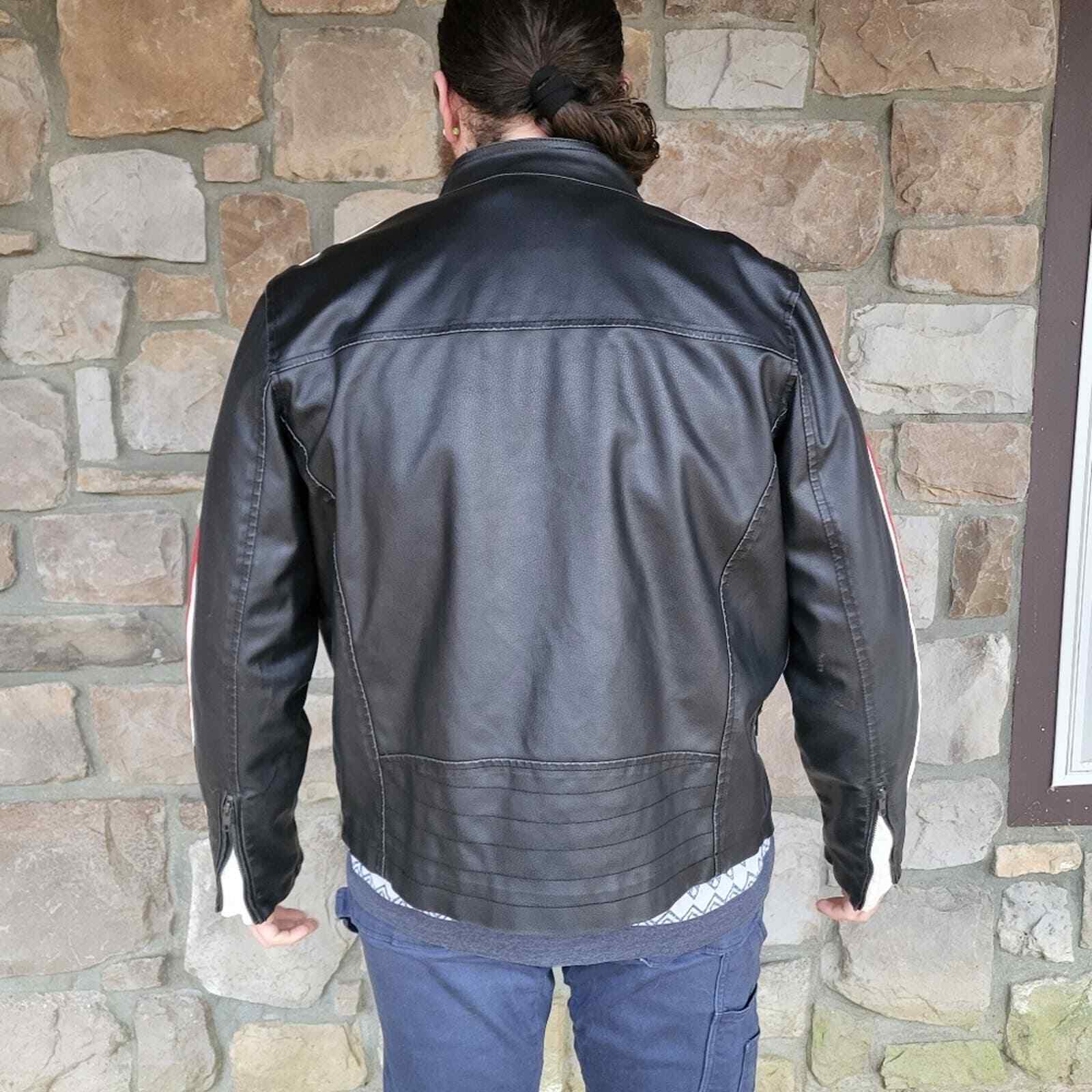 Wilson's Leather Motorcycle jacket, black, Red & Whit… - Gem