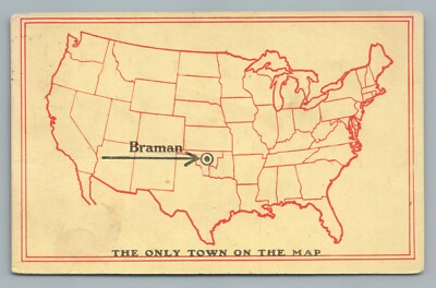 Braman OK “Only Town on the MAP” Antique Oklahoma Indian Territory~1910 ...