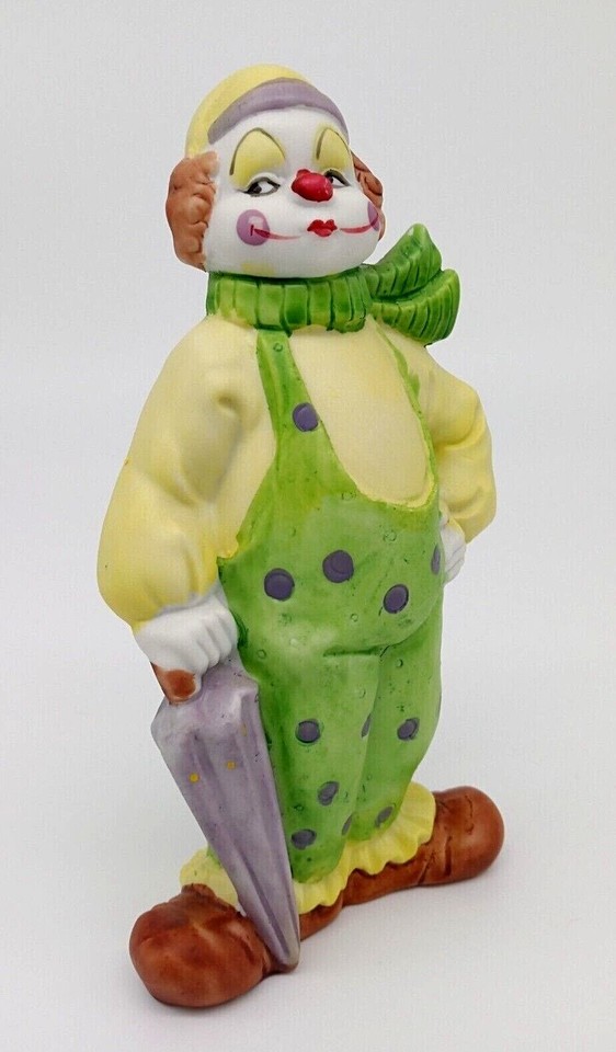 Clown Figurine Sculpture Porcelain Ceramic Holding Parasol MIC Taiwan ...