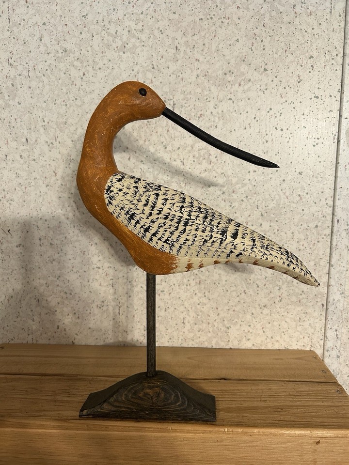 Hand Carved Antique Style Turned Head Alert Avocet Shorebird Decoy | eBay