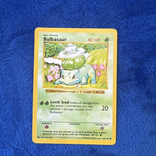 Pokémon TCG Bulbasaur Base Set 44/102 Shadowless Common WOTC 1999 Error ...