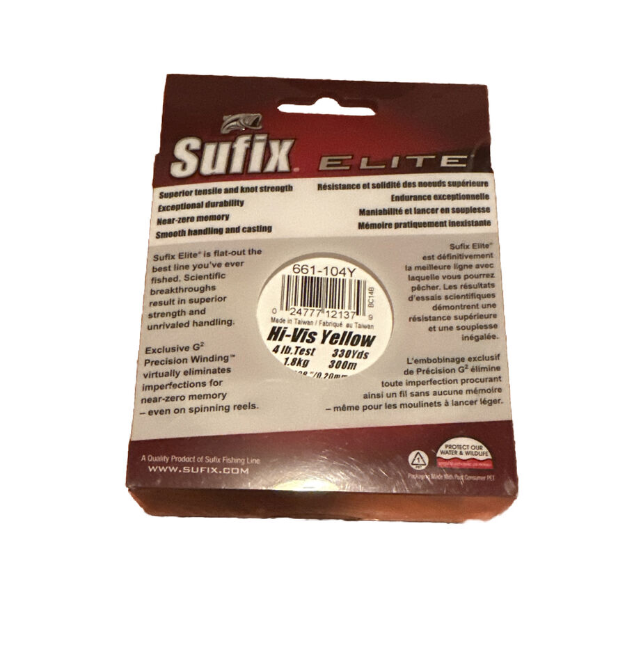Sufix Elite Monofilament Hi-Vis Yellow 330 Yards - Monofilament Fishing ...