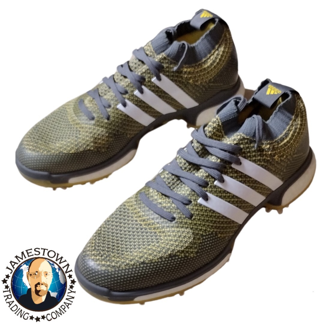 Adidas Tour360 Knit Core Grey Yellow Golf Shoes (F33745) Men's Size 8 ...