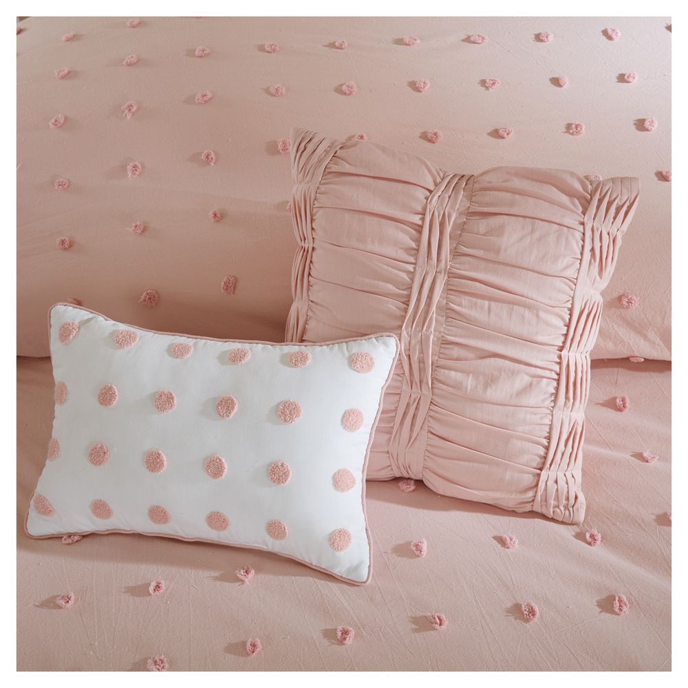 7pc Full/Queen Kay Cotton Jacquard Duvet Cover Set Pink | eBay
