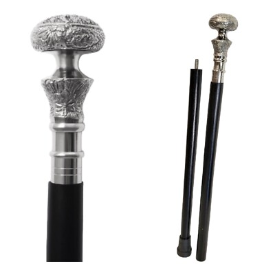 Foldable Silver Top Cane Walking Stick Handled Sticks Prop Themed ...