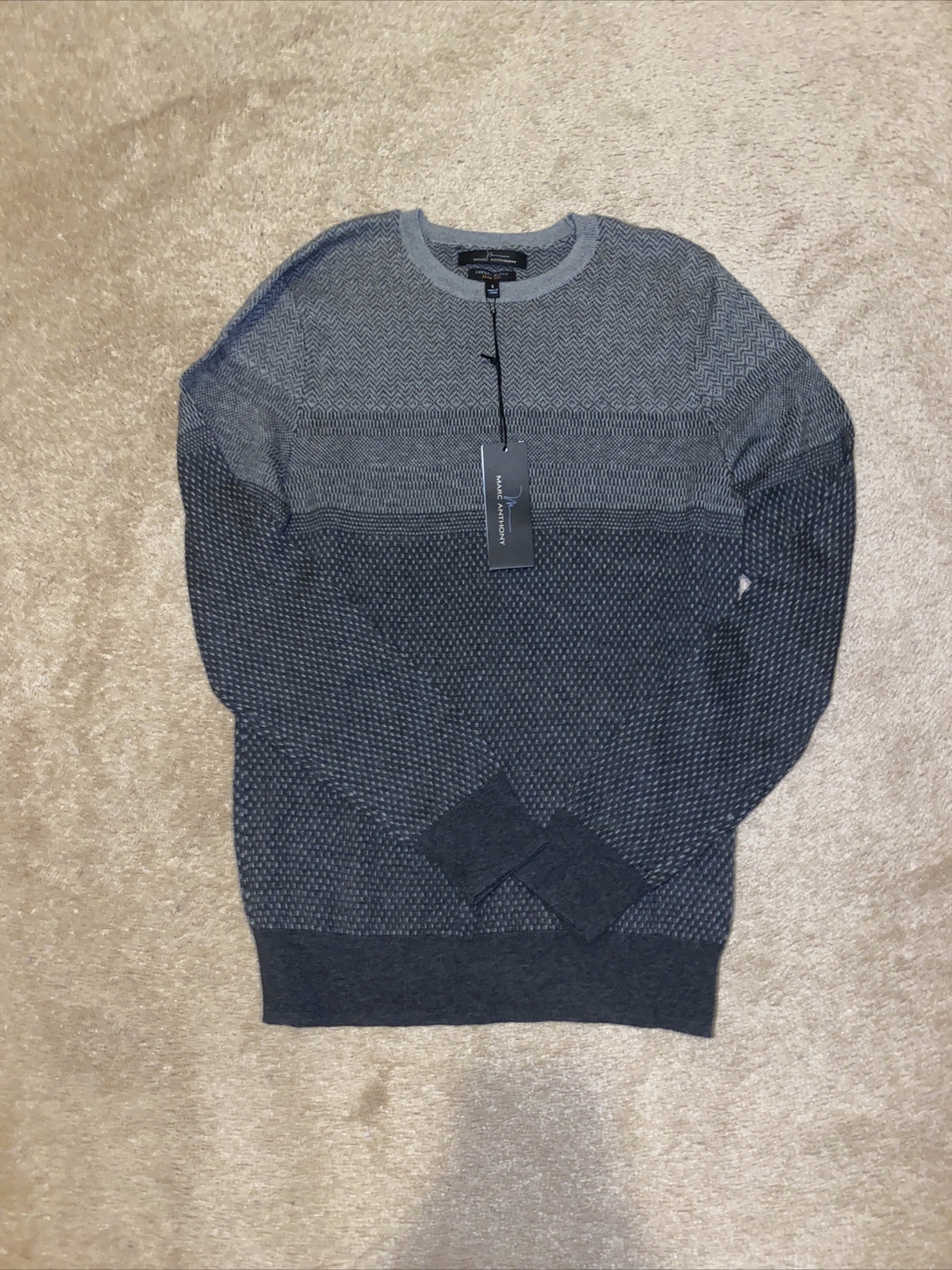 Mens Marc Anthony Sweater Merino Wool & Cashmere Shades of Gray Sweater ...