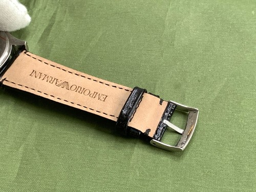 Emporio Armani AR0643 Black Dial Black Leather Strap 5 Atm s/s Quartz ...