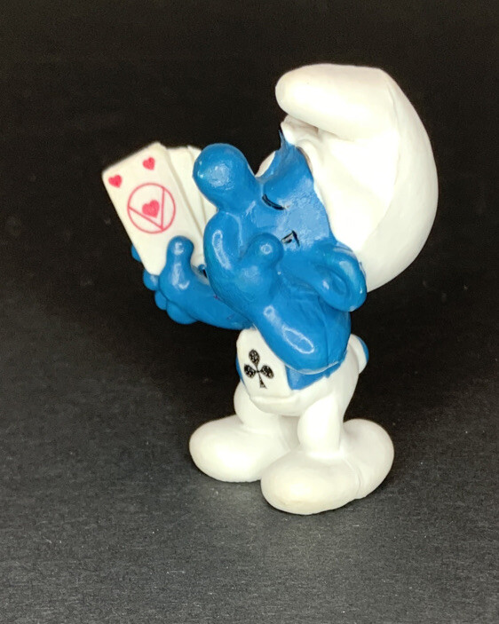 Smurfs Card Player Smurf 20056 Vintage Figure Rare PVC Toy Casino Poker ...