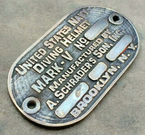 Diving Divers Helmet Name Plate Antique Golden Finished Solid Brass New ...