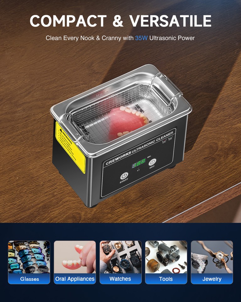 CREWORKS 0.8/1.3/2/3/6/10/15/30L Ultrasonic Cleaner Timer Heater Degas Gentle | eBay UK