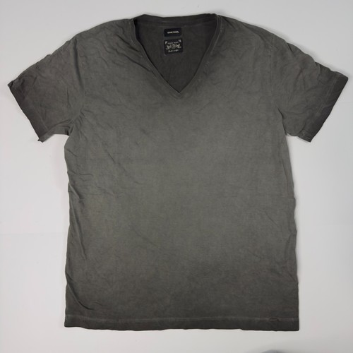 Diesel V-Neck T-Shirt Mens Size XL Ombre Dye Grunge Streetwear Gray | eBay