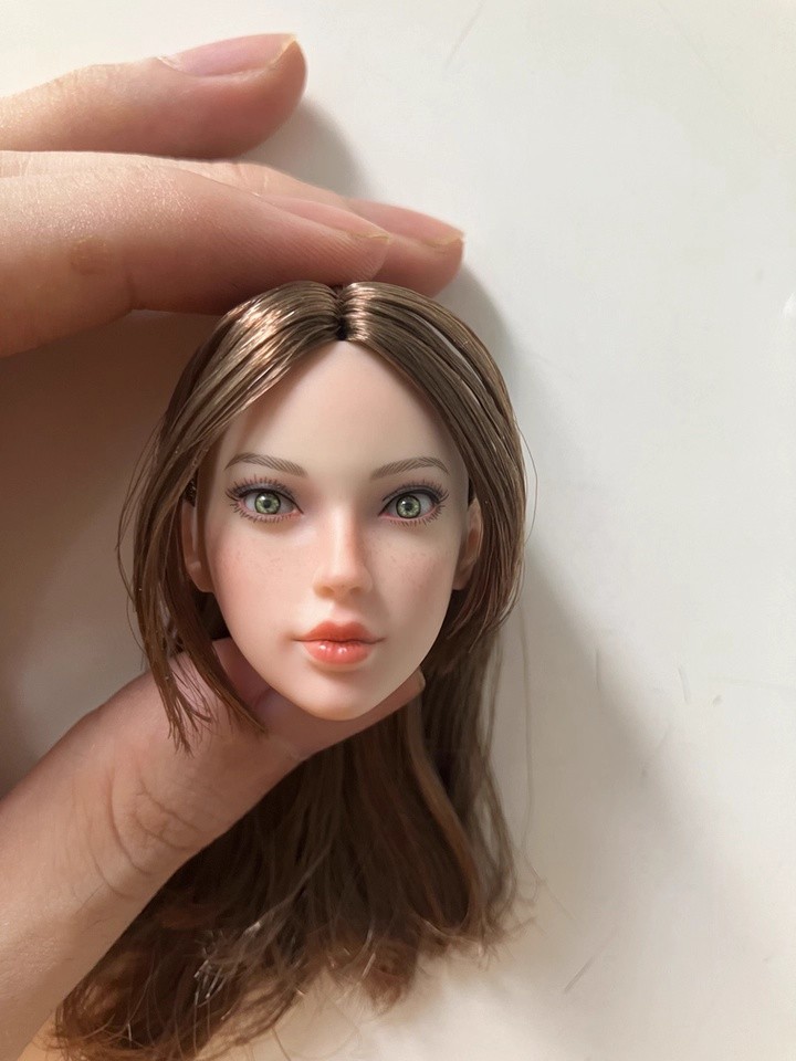 1/6 Mixed Blood Female Head Sculpt Brown Hair Movable Eyes for 12 ...