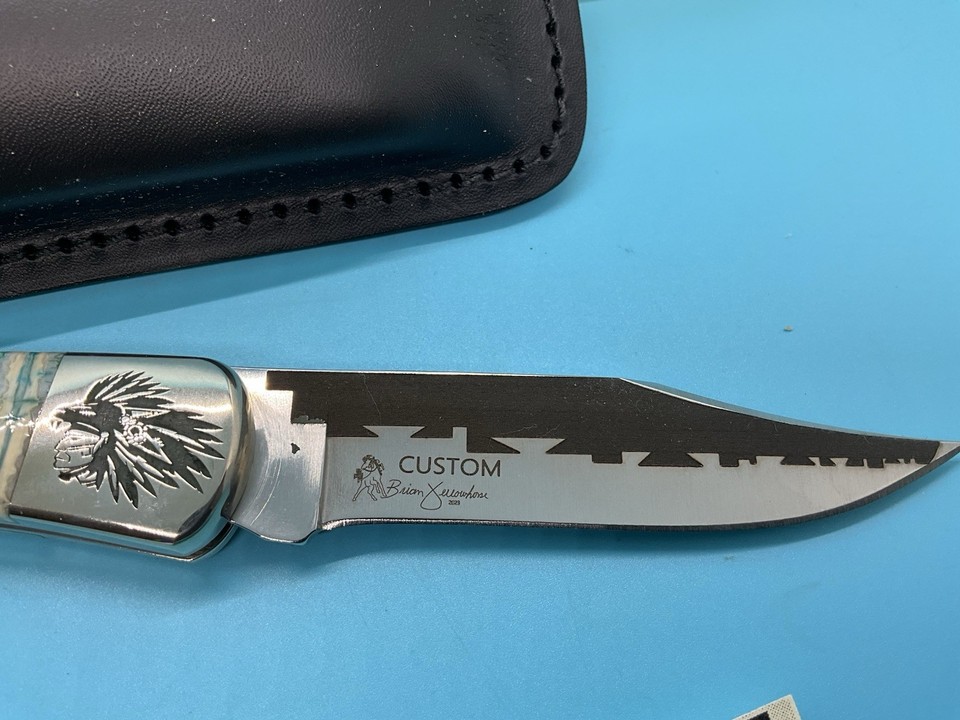 Buck 110 Custom Yellowhorse Lckbck Native Warrior Knife YH425 W ...