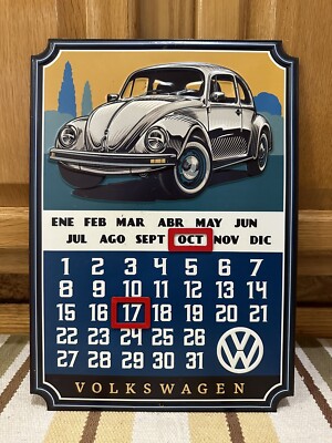 Volkswagen Calendar Sign Yearly Spanish VW Bug Beetle Vintage Style ...