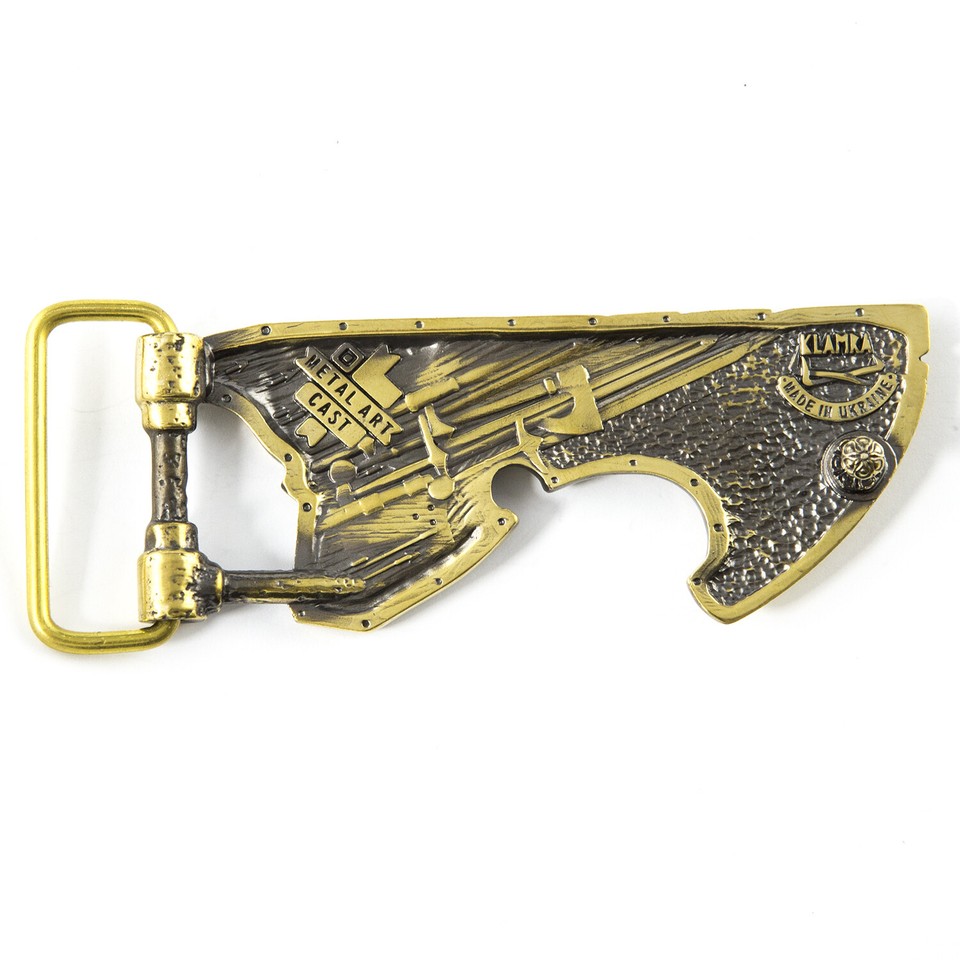 Brass belt buckle Ax of God, Medieval style buckle, Solid brass axe ...