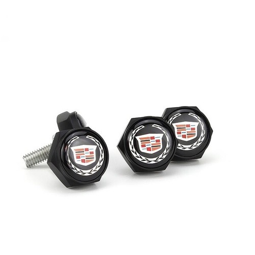 For Cadillac Front License Plate Frame Screw Bolt Cap Cover Nuts 4Pcs ...