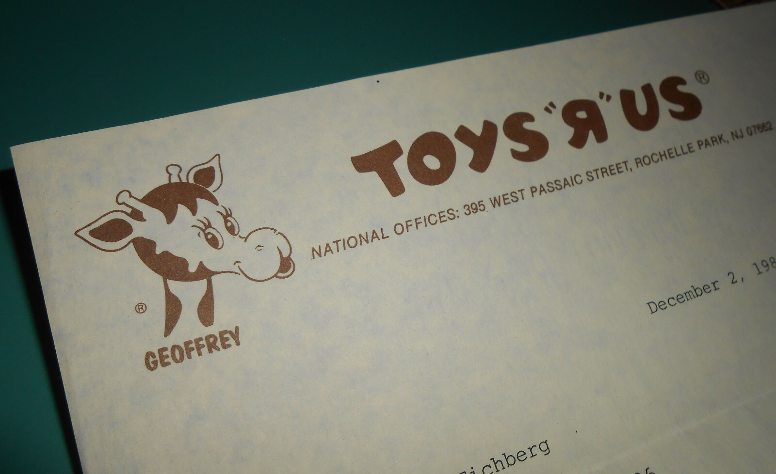 Vtg 1980 Toys R Us Letterhead and Letter Correspondence History Jeffery ...