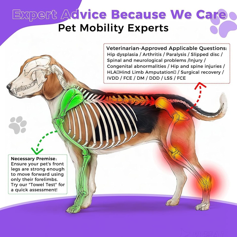 USED Dog Wheelchair For Back Legs Upgraded All-Terrain Tires For Med ...